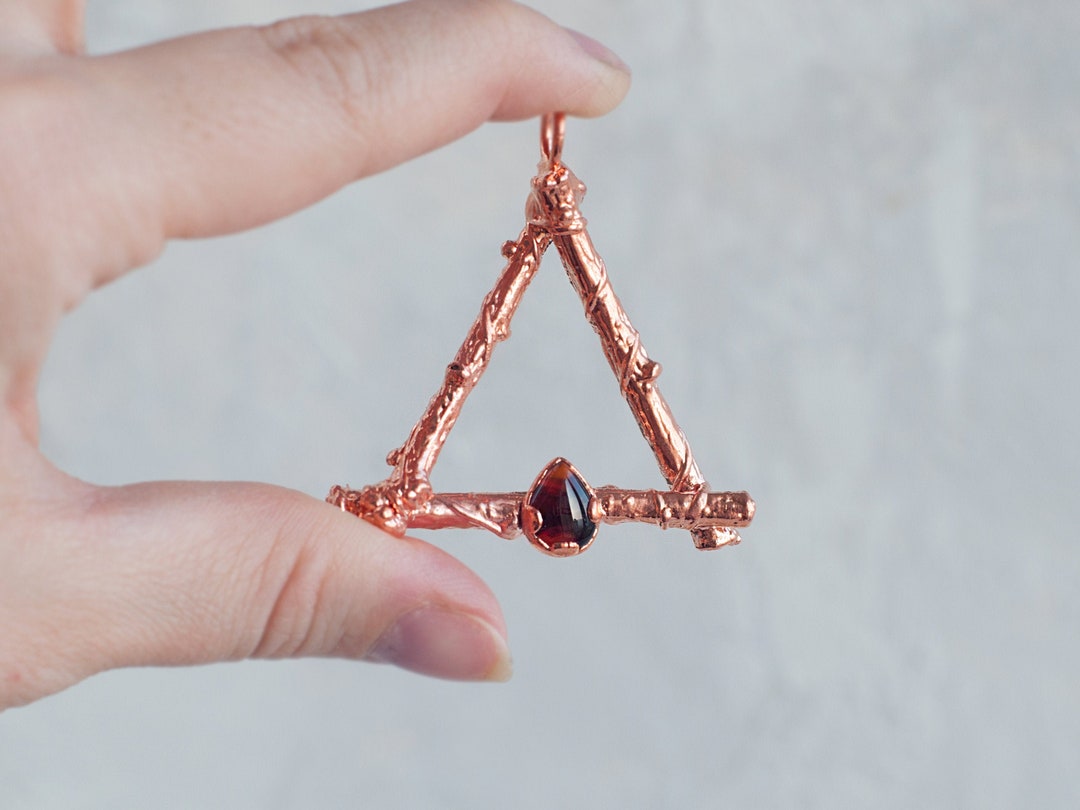 Fire Symbol Necklace Electroformed Branch Fire Sign Alchemy - Etsy