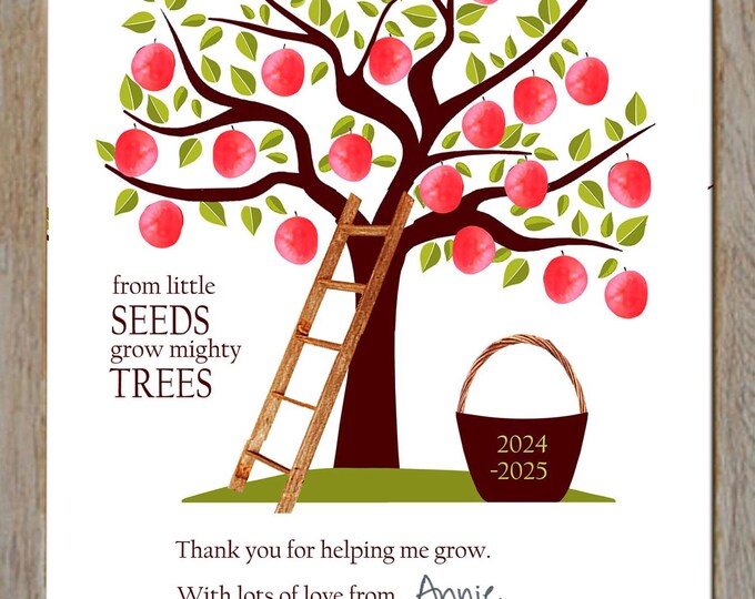 Teacher Apple Gift, Fingerprint Tree, From Little Seeds Grow Mighty ...
