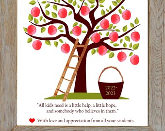 Teacher Appreciation Apple Tree Printable Gift Handwrite in - Etsy