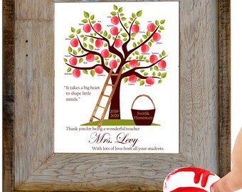 Personalized Teacher Gift / Fingerprint Apple Tree / you | Etsy