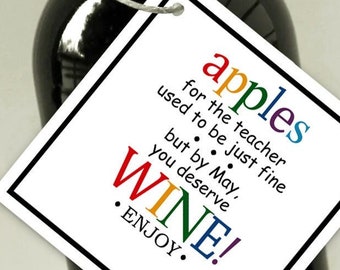 DIY Teacher Appreciation Report Card Wine Hanger Tag - Etsy