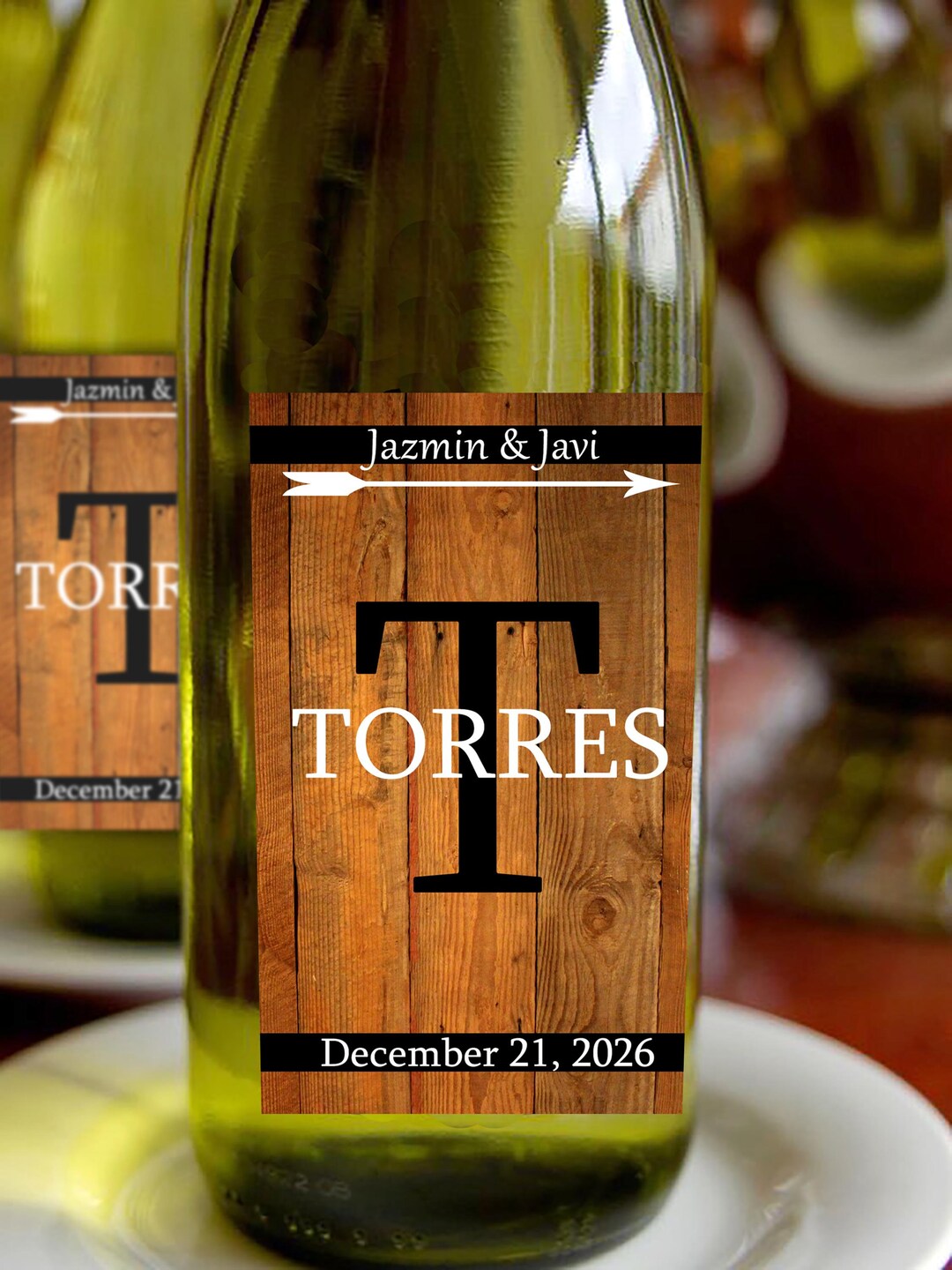 Personalized Wine Bottle Label / Custom Wine Label / Name + Initial ...