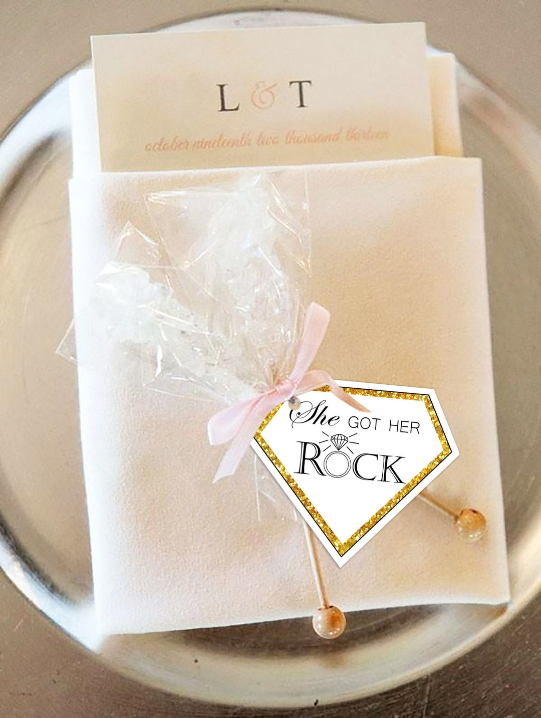 She Got Her Rock Label / Diamond Ring Party Favor Tag / Printable - Etsy