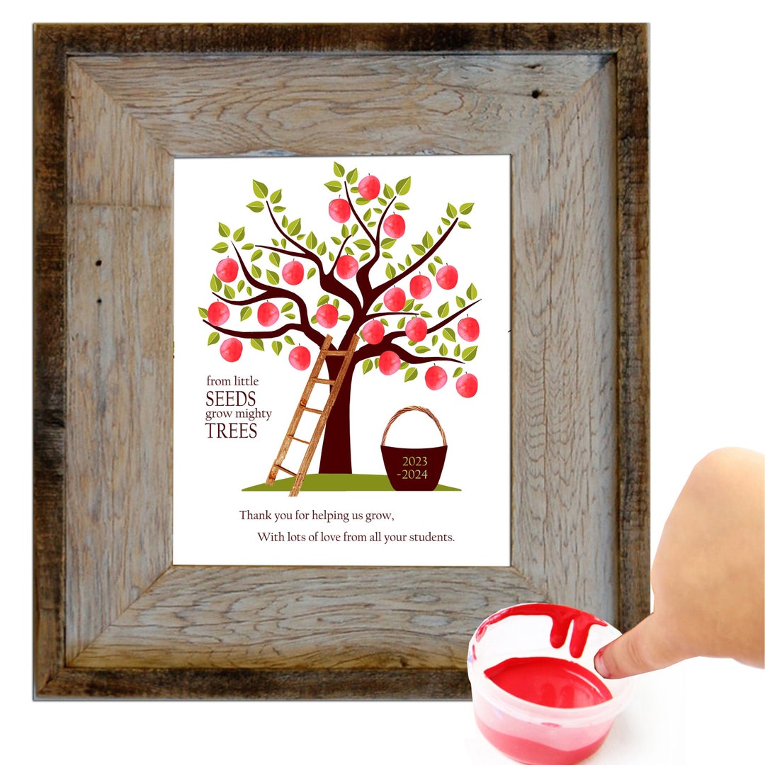 Printable Teacher Apple Gift With Fingerprint Tree - Etsy