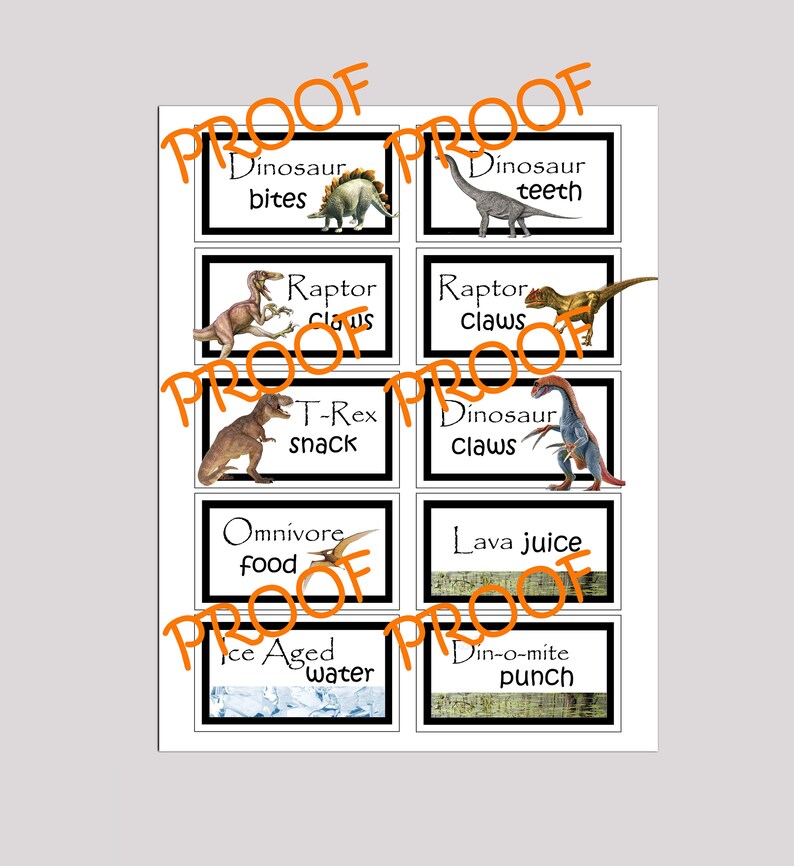 Printable Dinosaur Food Label Signs for Dinosaur Birthday - Etsy