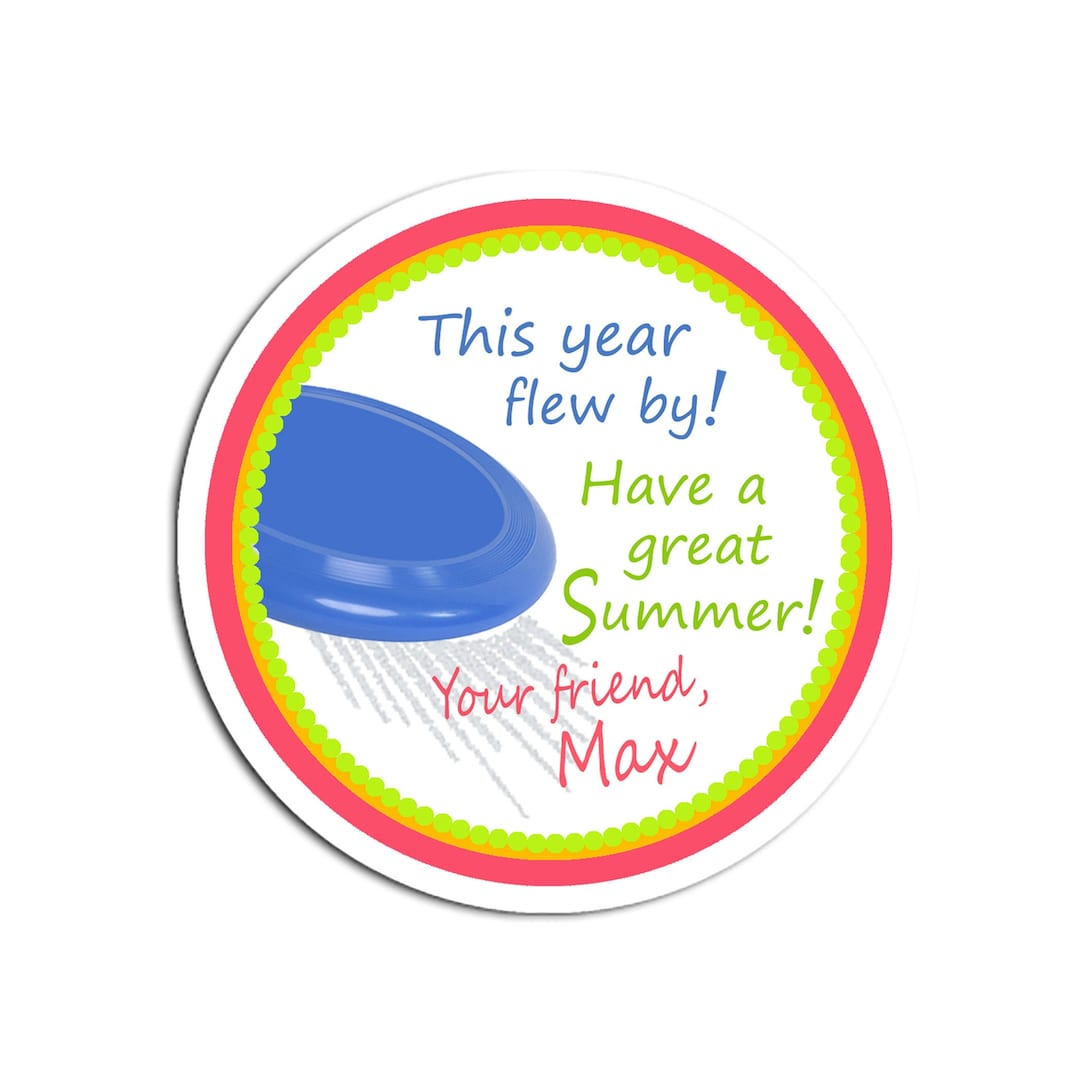 End of Year Student Gift / Frisbee Gift Tag / Frisbee Sticker - Etsy