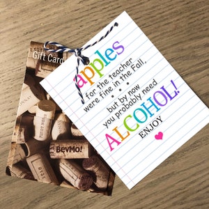Instant Download Printable Alcohol Gift Tag for Teacher Gift - Etsy