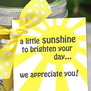Printable SUNSHINE Gift Tag / a Little Sunshine to Brighten Your Day ...