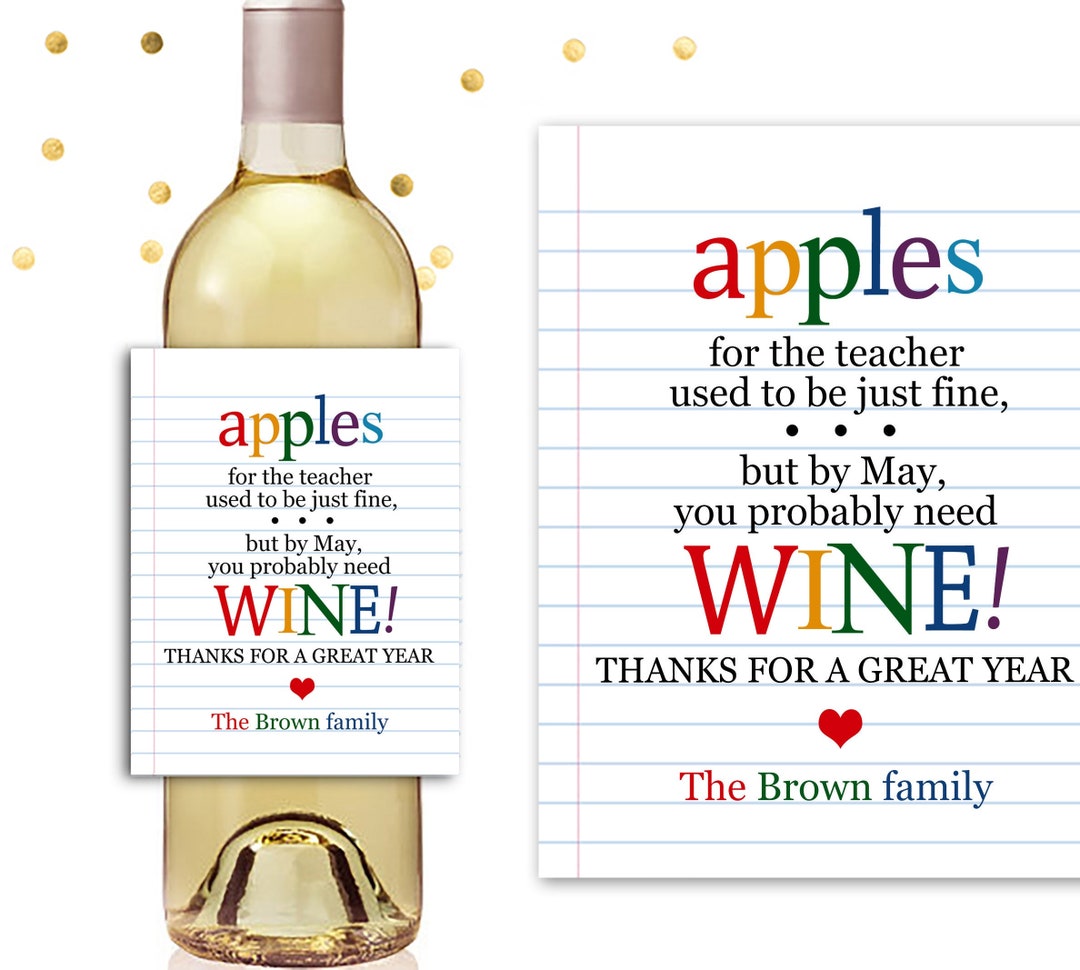 Printable Wine Label for Teacher Gift / Teacher Appreciation - Etsy