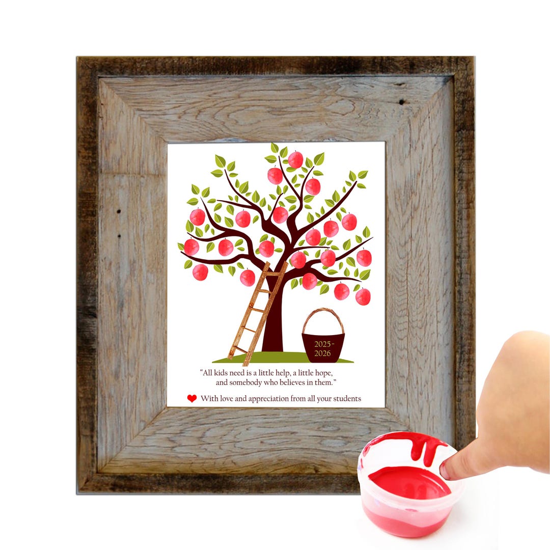 Printable Fingerprint Apple Tree for Teacher's Gift - Etsy