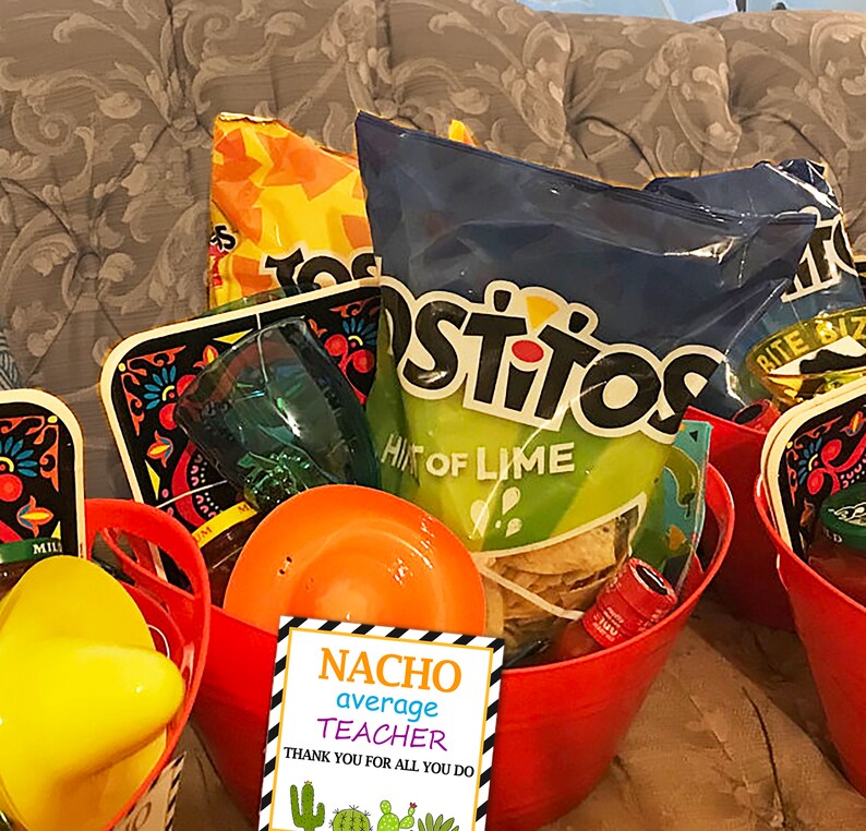 Mexican Gift Basket Tag "nacho Average Teacher" Gift Tag - Etsy