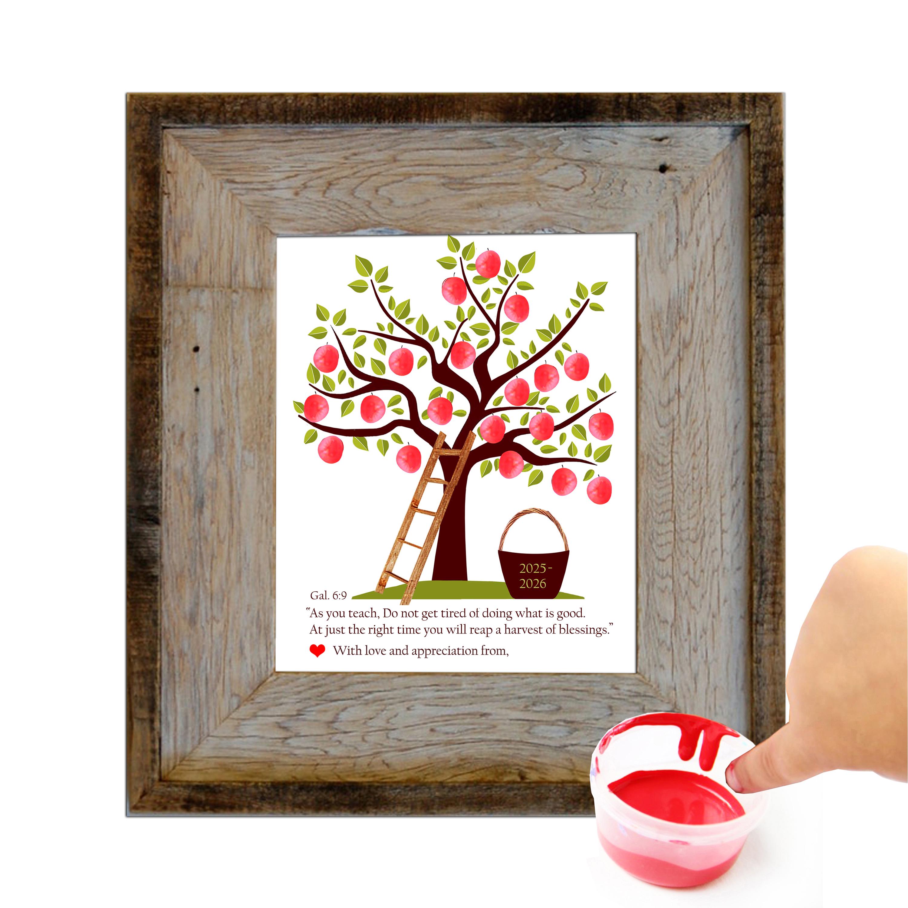 Religious Teacher Gift / PRINTABLE Fingerprint Apple Tree With Bible ...