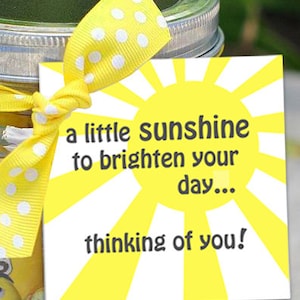 Printable SUNSHINE Gift Tag / a Little Sunshine to Brighten Your Day ...