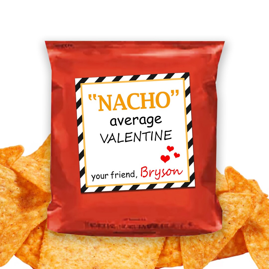 Classroom Valentine Stickers - Nacho Chip Bag Valentine Stickers ...