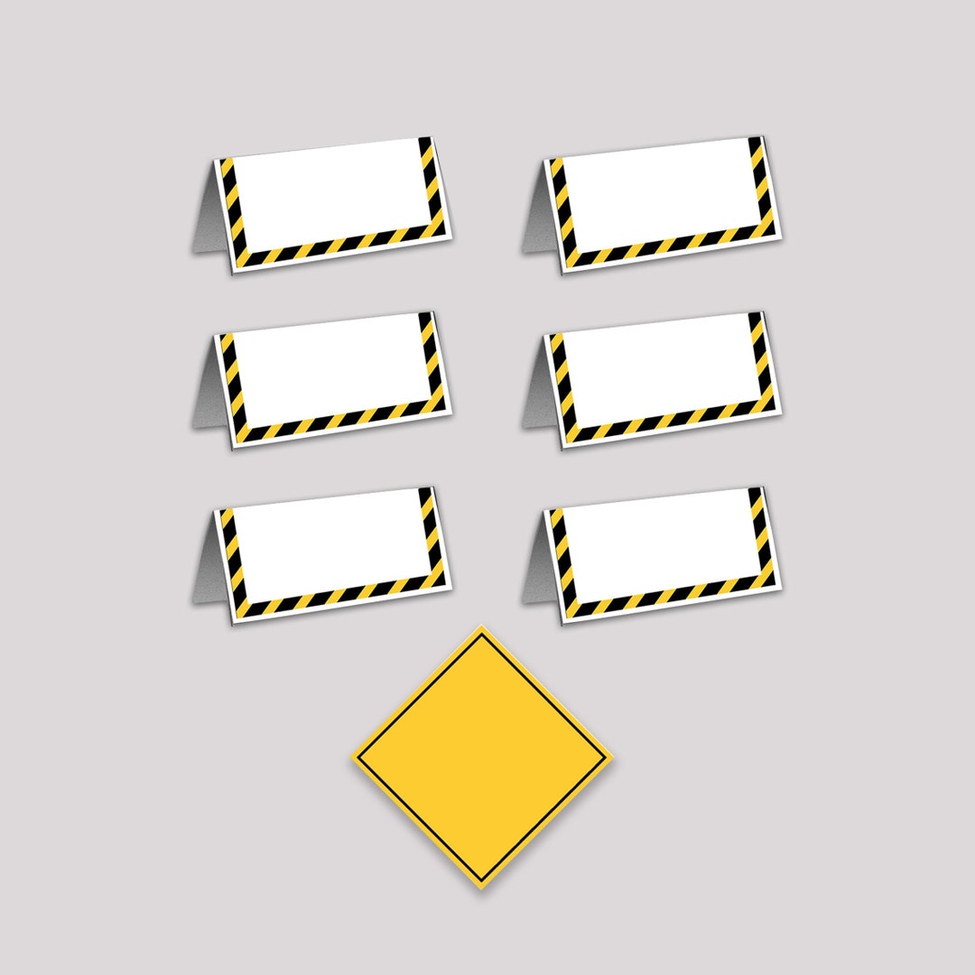 Printable Food & Drink Labels / Seating Cards for Construction Birthday ...