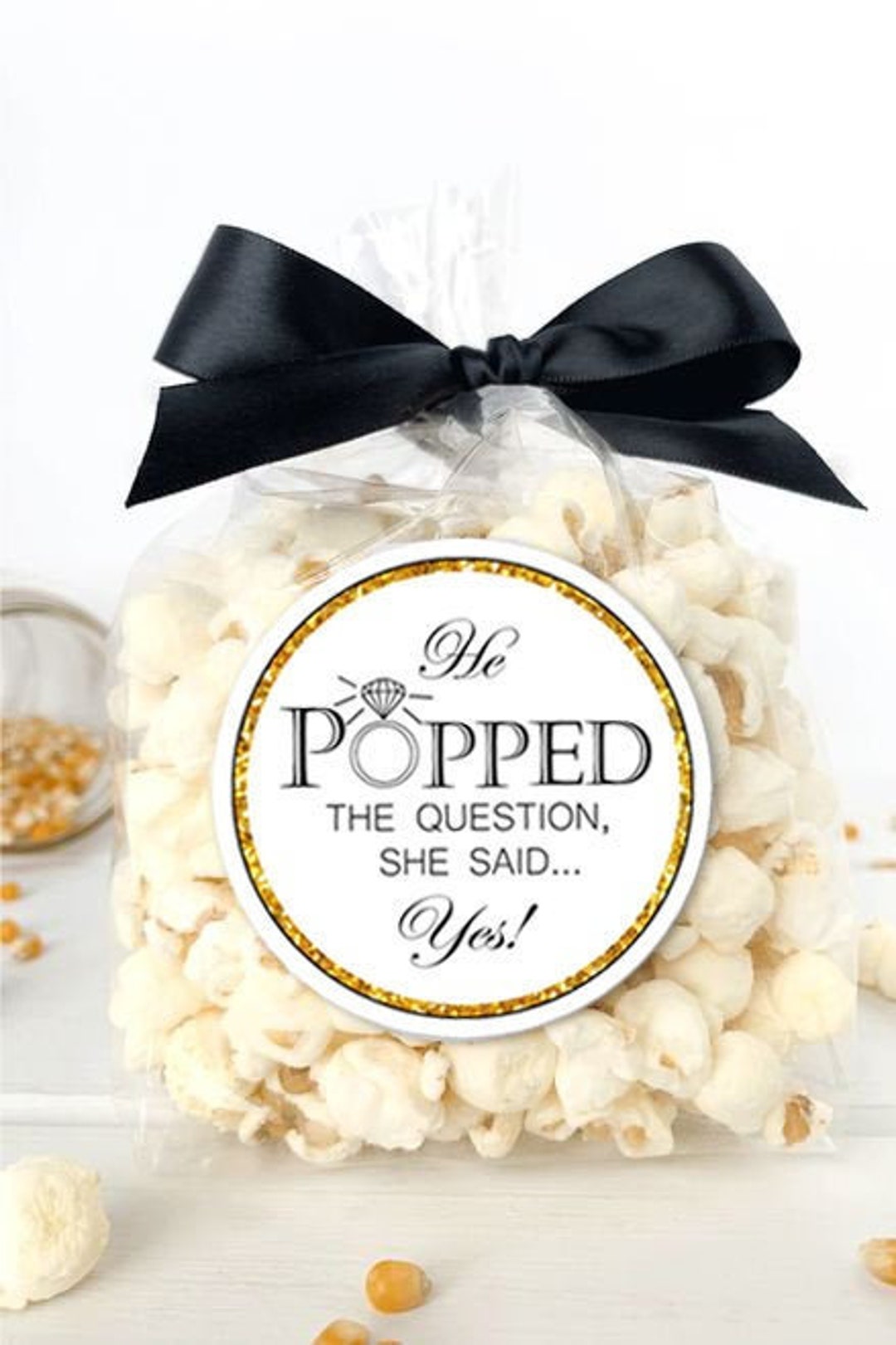Printable Popcorn Labels for Engagement Party / He Popped the - Etsy