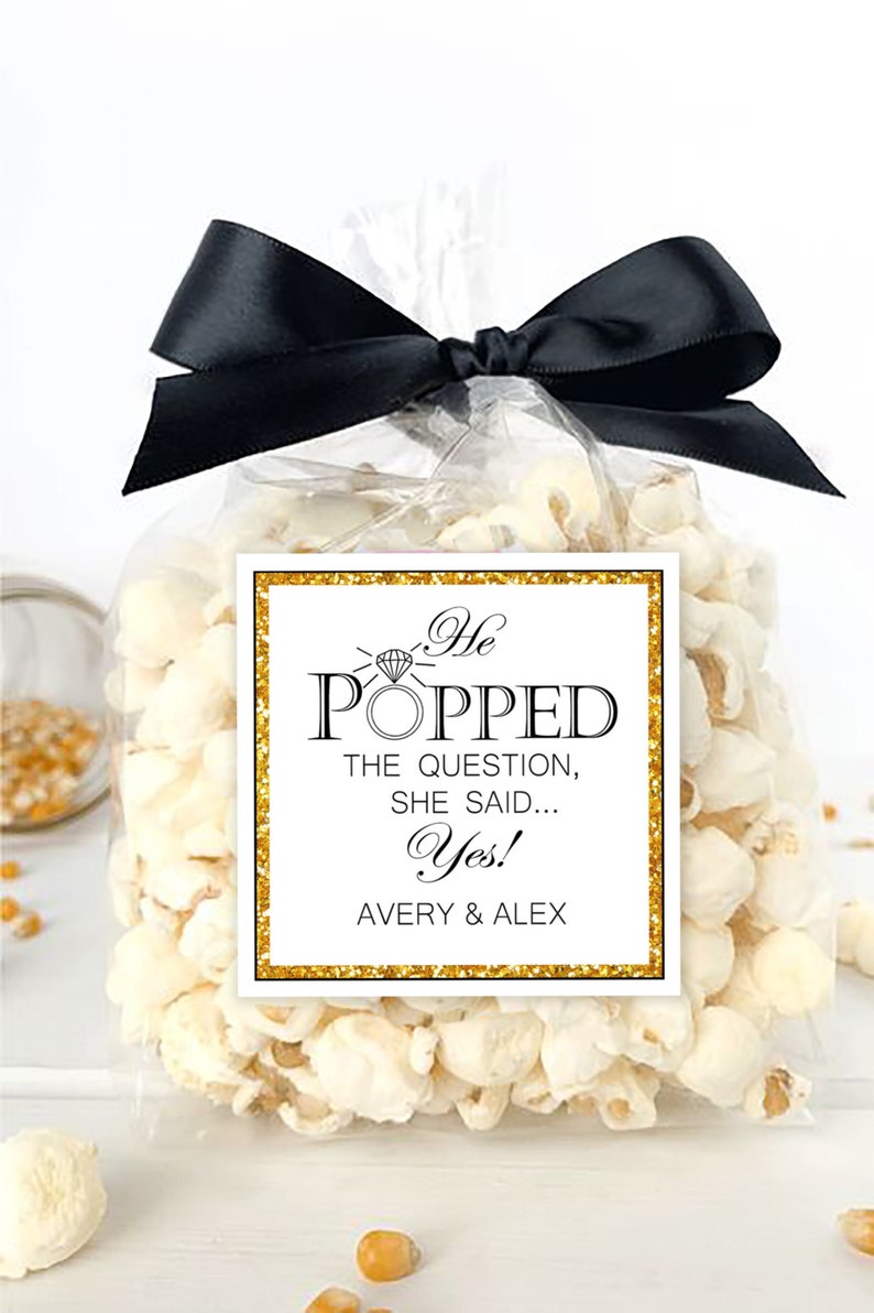 Printable Labels for Popcorn Party Favor / He Popped the - Etsy