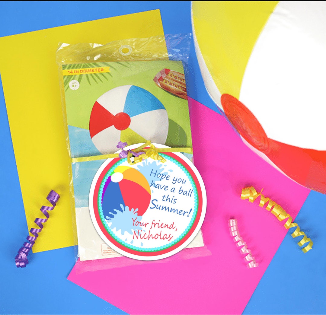 End of Year Student Gift / Beach Ball Gift Tag, Sticker - Etsy