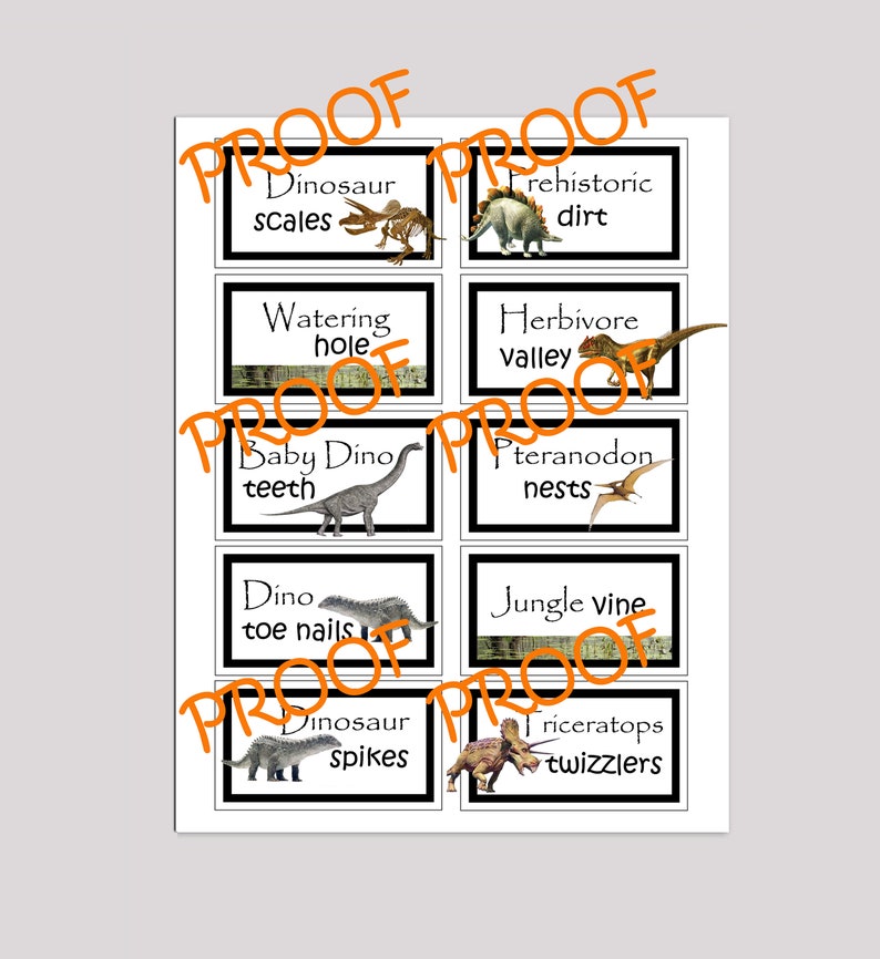 Printable Dinosaur Food Label Signs for Dinosaur Birthday - Etsy