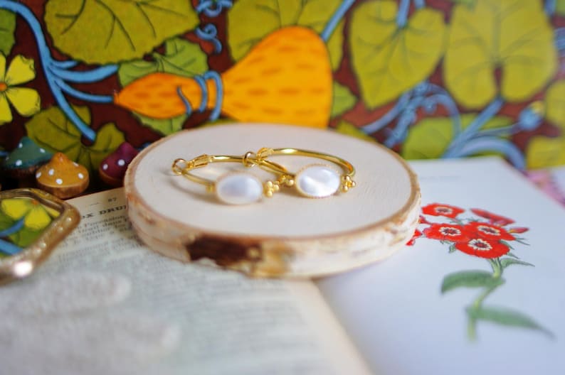 Pendientes Mia Creole – Piedras de nácar o ágata verde – Latón bañado ...