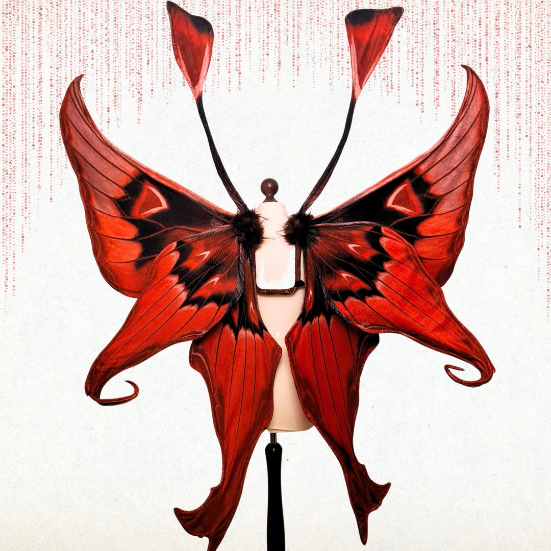 Handmade Red and Black Unique Butterfly Fairywings for Fantasy Costume ...