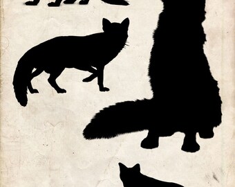 Fox silhouette art | Etsy