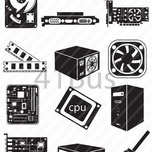 Set of Computer Components Clip Art Icons, Digital Clipart Set PNG - Etsy