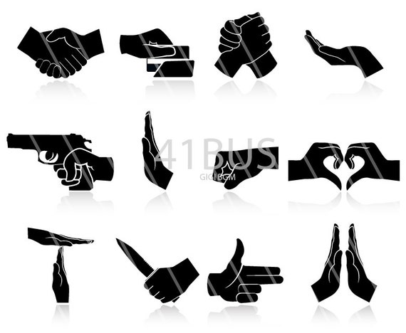 Hands Icons hands clipart and gesture | Etsy