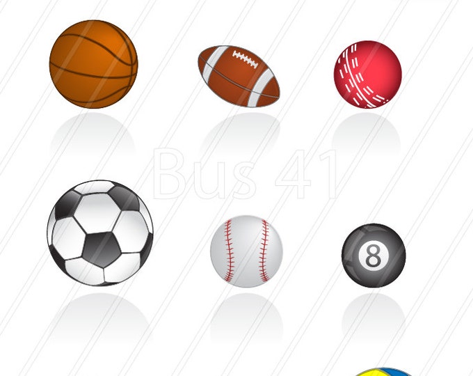 SPORTS Clip Art BALLS Clip Art Instant Download Sport - Etsy