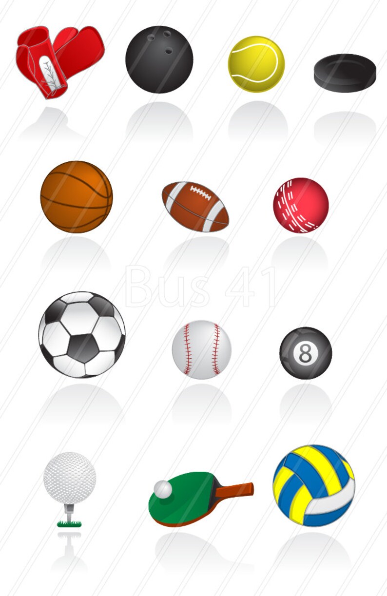 SPORTS Clip Art BALLS Clip Art, Instant Download, Sport Digital Clipart ...