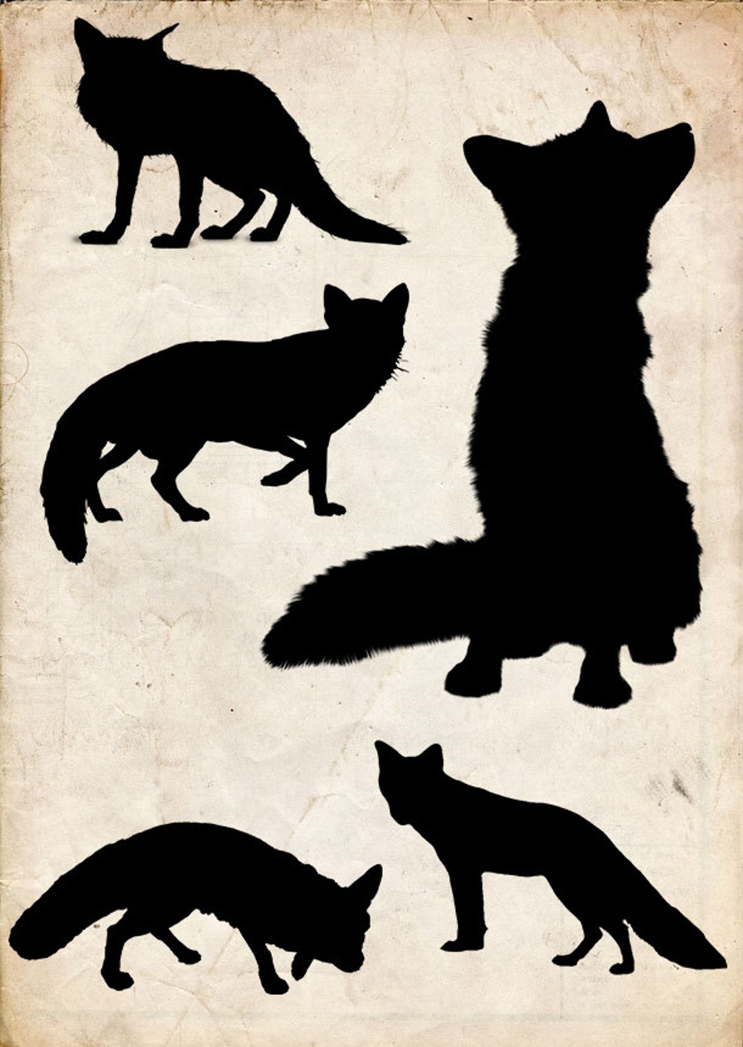 Fox Silhouette Clip Art ,6 Png Clipart , Instant Download, Clip Art - Etsy