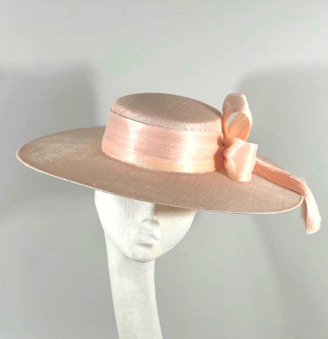 Pale Pink Wide Brim Boater Fascinator. Royal Ascot, Kentucky Derby Hat ...