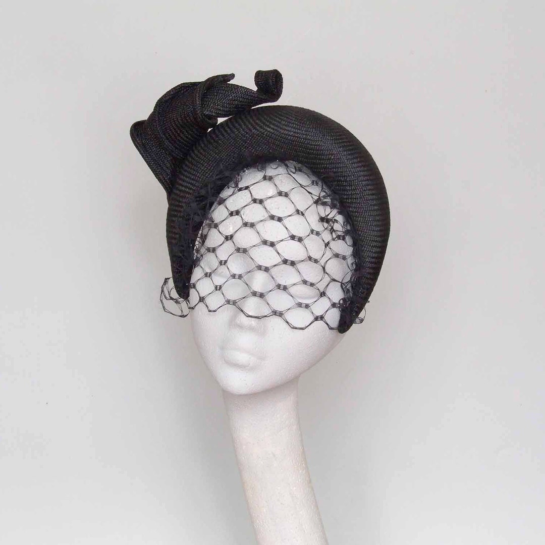 Black Halo Style Fascinator, Halo Headpiece, Kentucky Derby Hat, Royal ...
