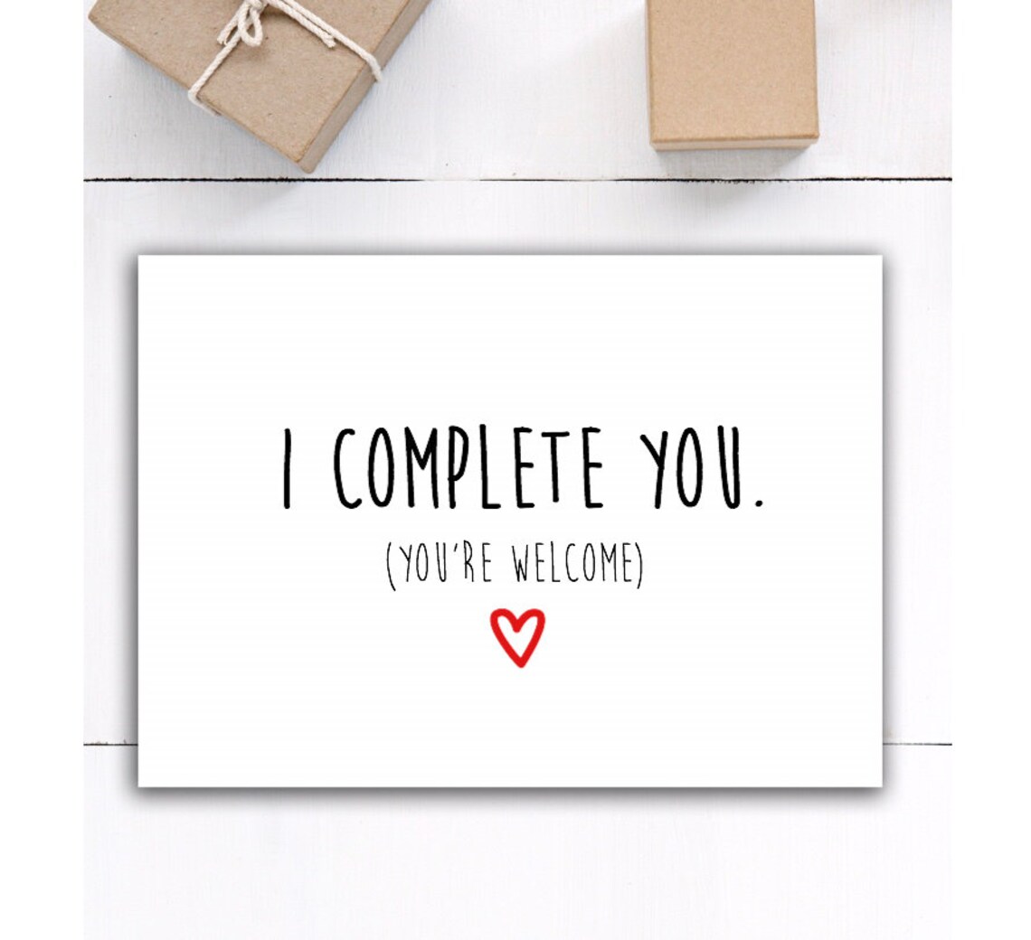 Funny I Complete You Card for Boyfriend Funny Anniversary Card for ...