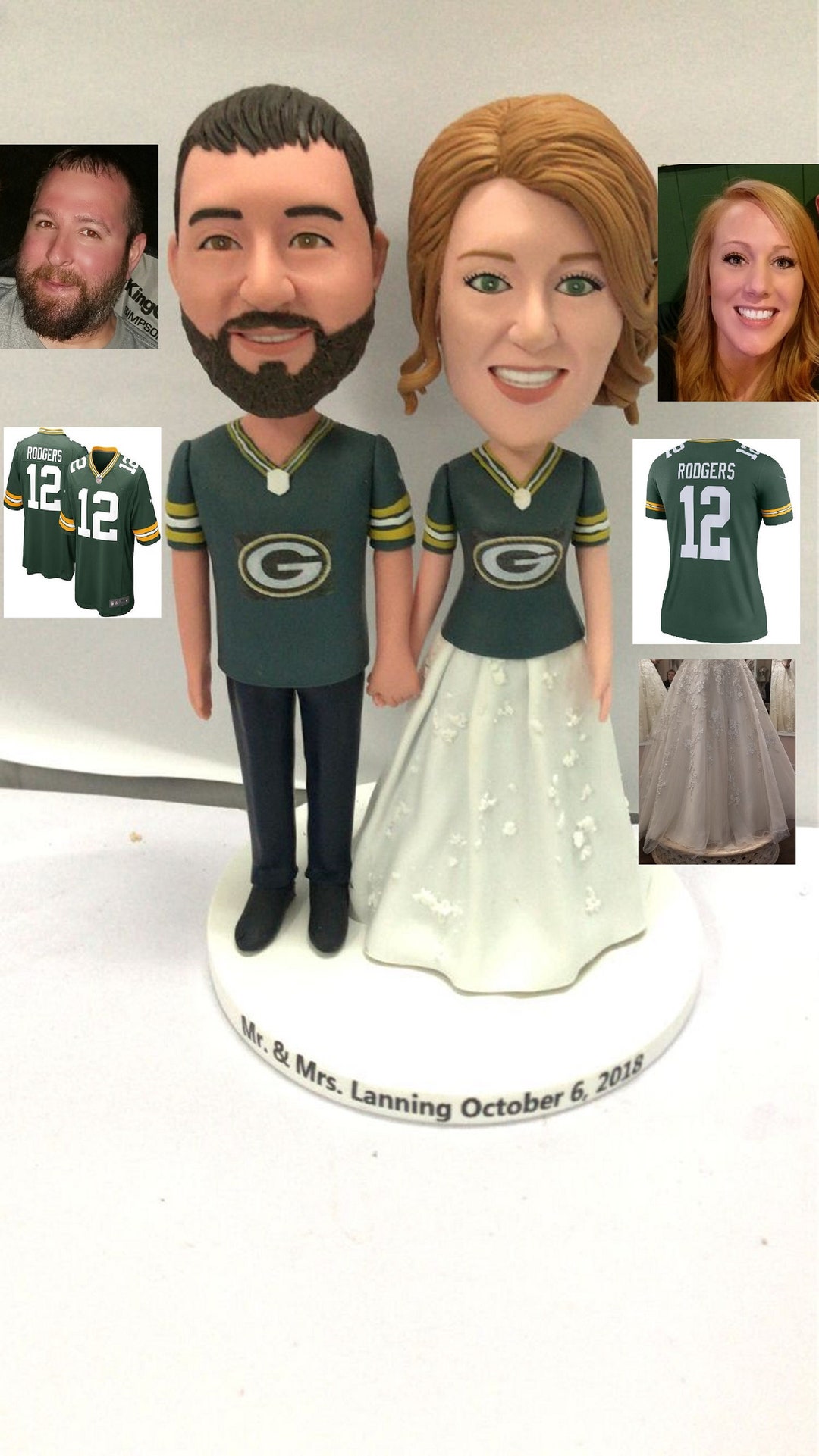 Green Bay Packers Wedding Cake Topper Packers Groom Packers Bride ...