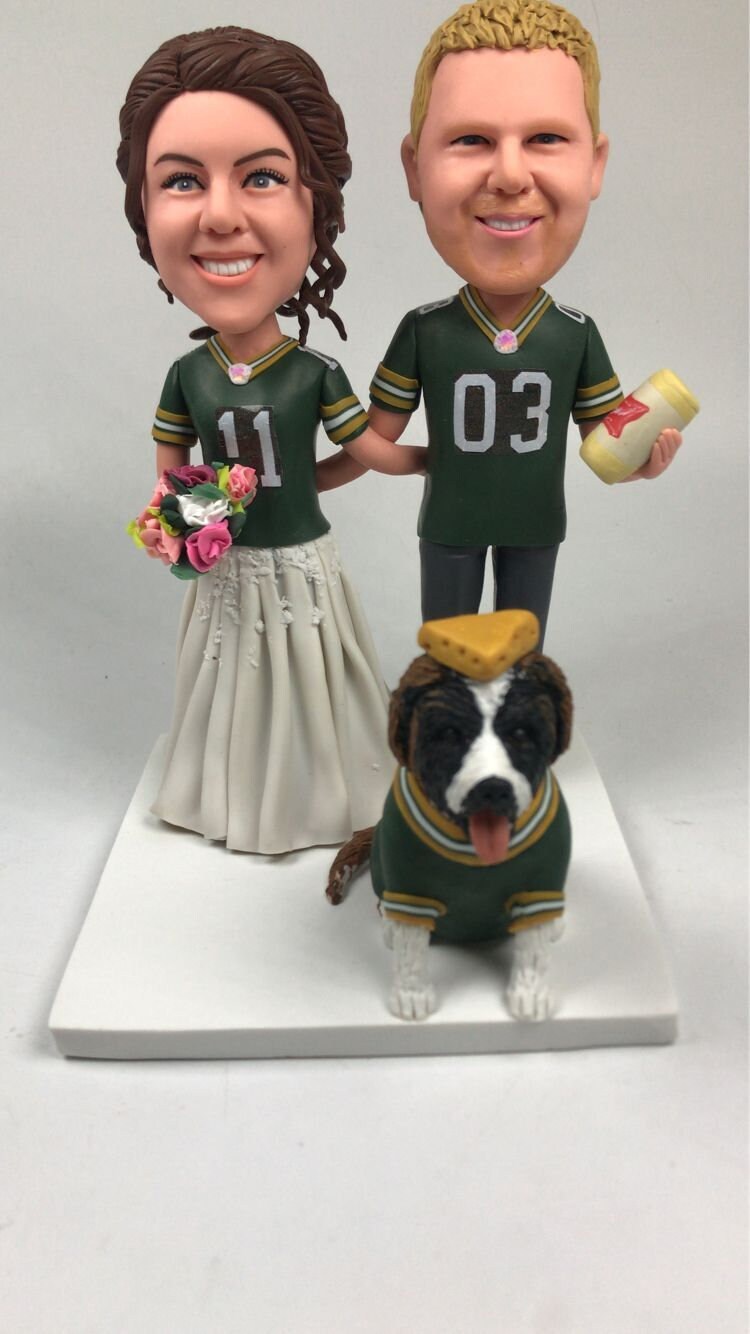 Green Bay Packers Wedding Cake Topper Packers Groom Packers Bride Groom ...
