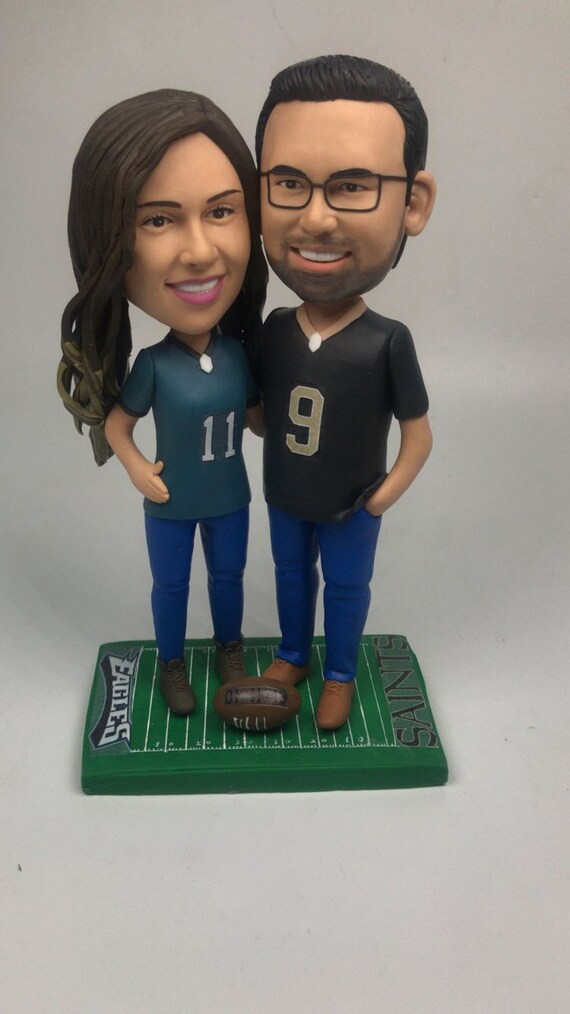 Personalized Football Wedding Cake Topper Eagles Bride Saints | Etsy