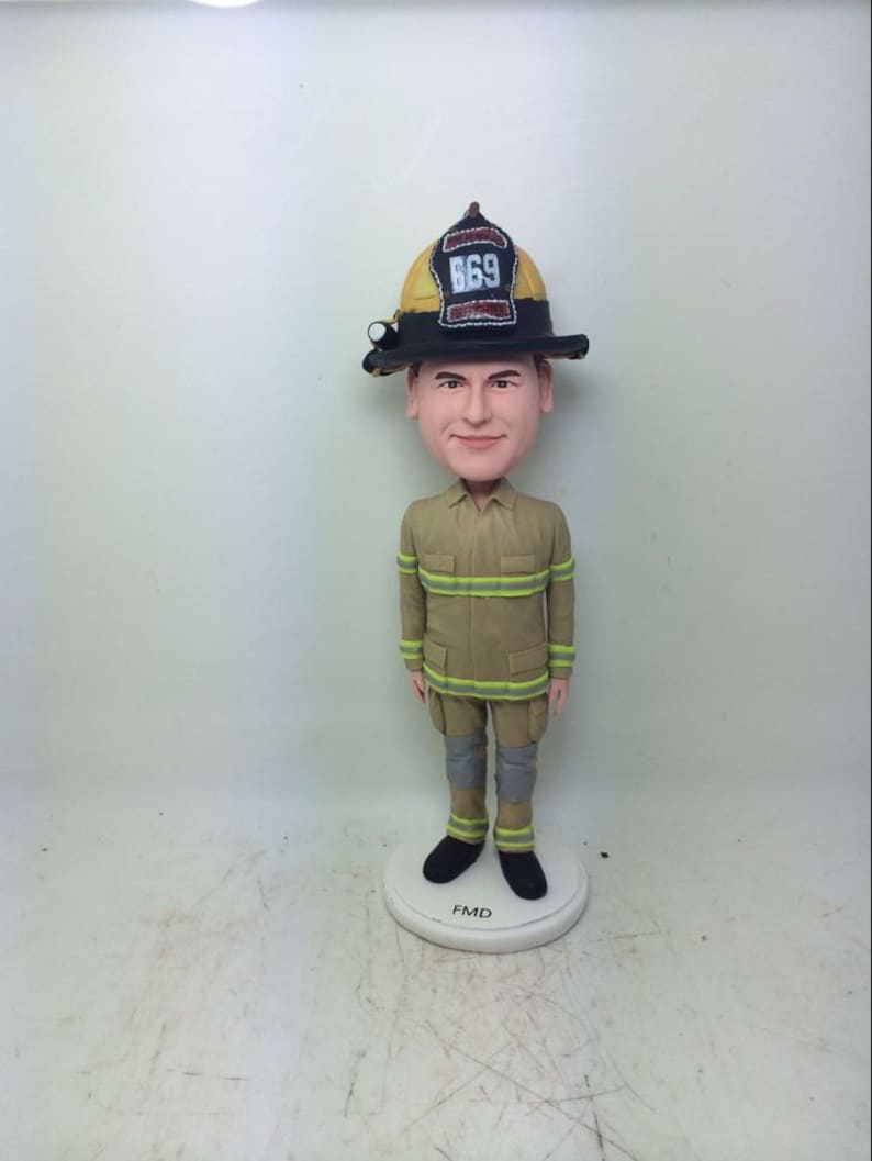 Firefighter Bobble Head Personalized Fireman Gift Clay - Etsy