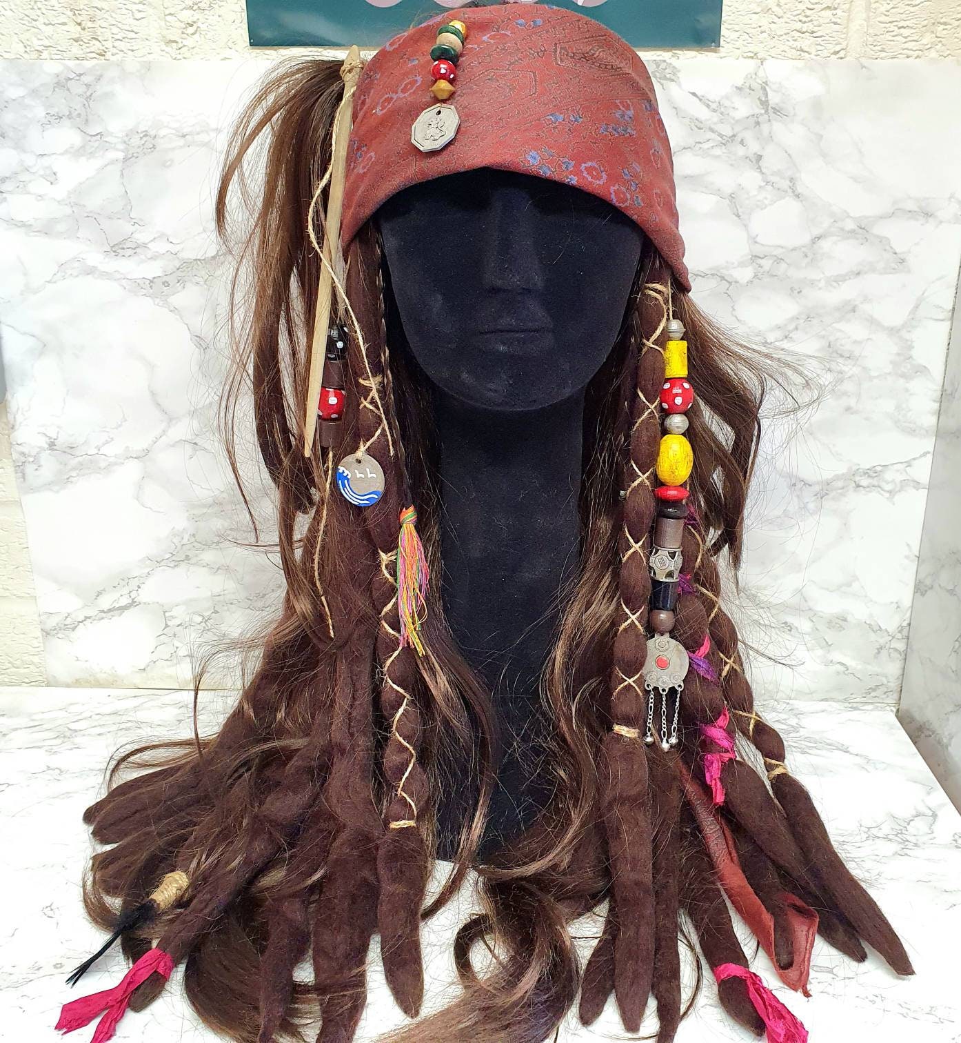 Handmade Jack Caribbean Pirates Cosplay Wig Black Pearl (made to Order ...