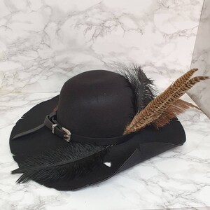 Handmade Barbossa Wide Black Cosplay Pirate Hat Caribbean Pirates Fancy ...