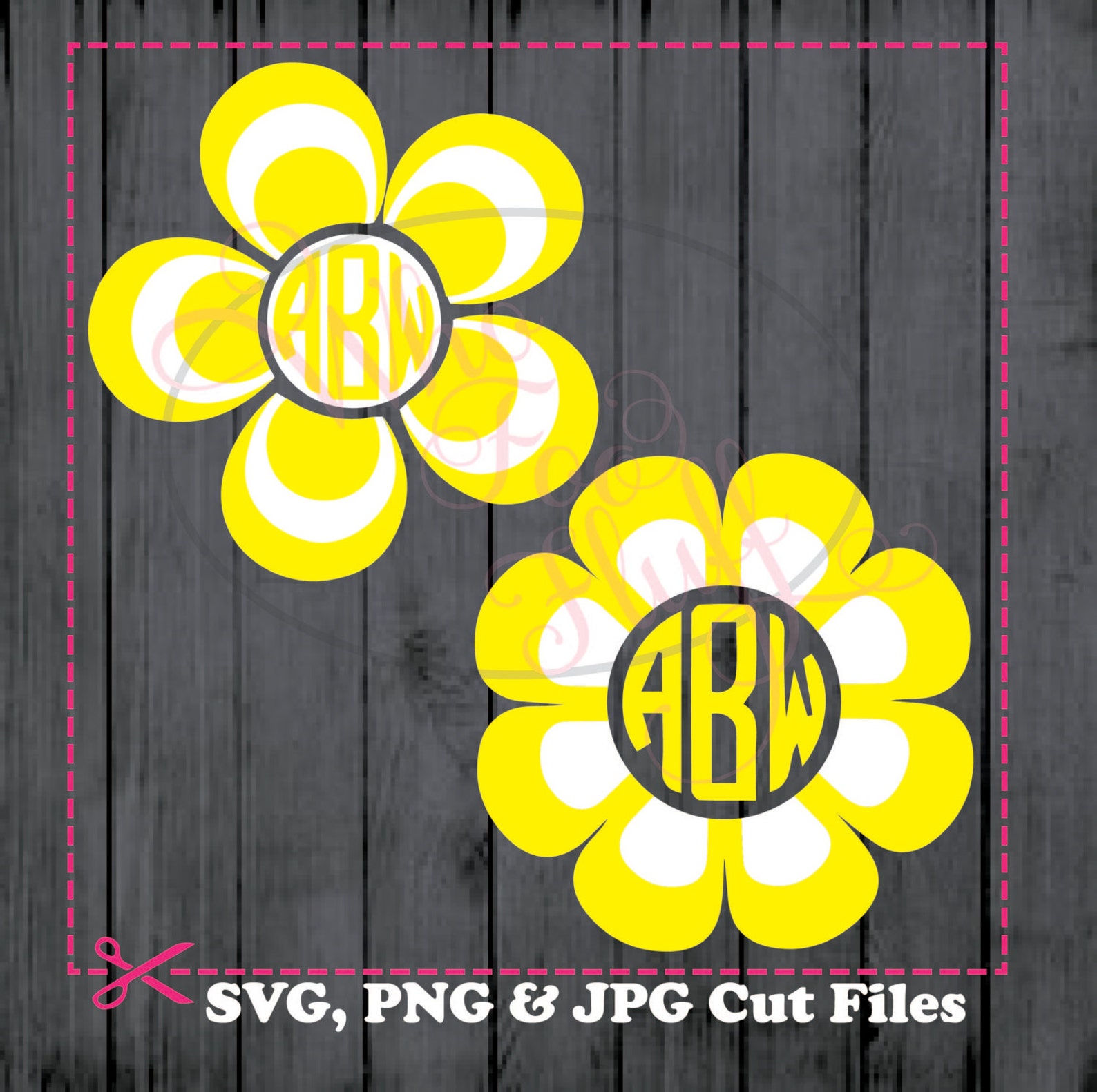 Daisies 9 Monogram Daisy Frames Svg Png Jpg Cutting File - Etsy