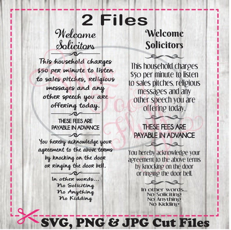 Welcome Solicitors No Soliciting Sign Charge per Minute SVG - Etsy