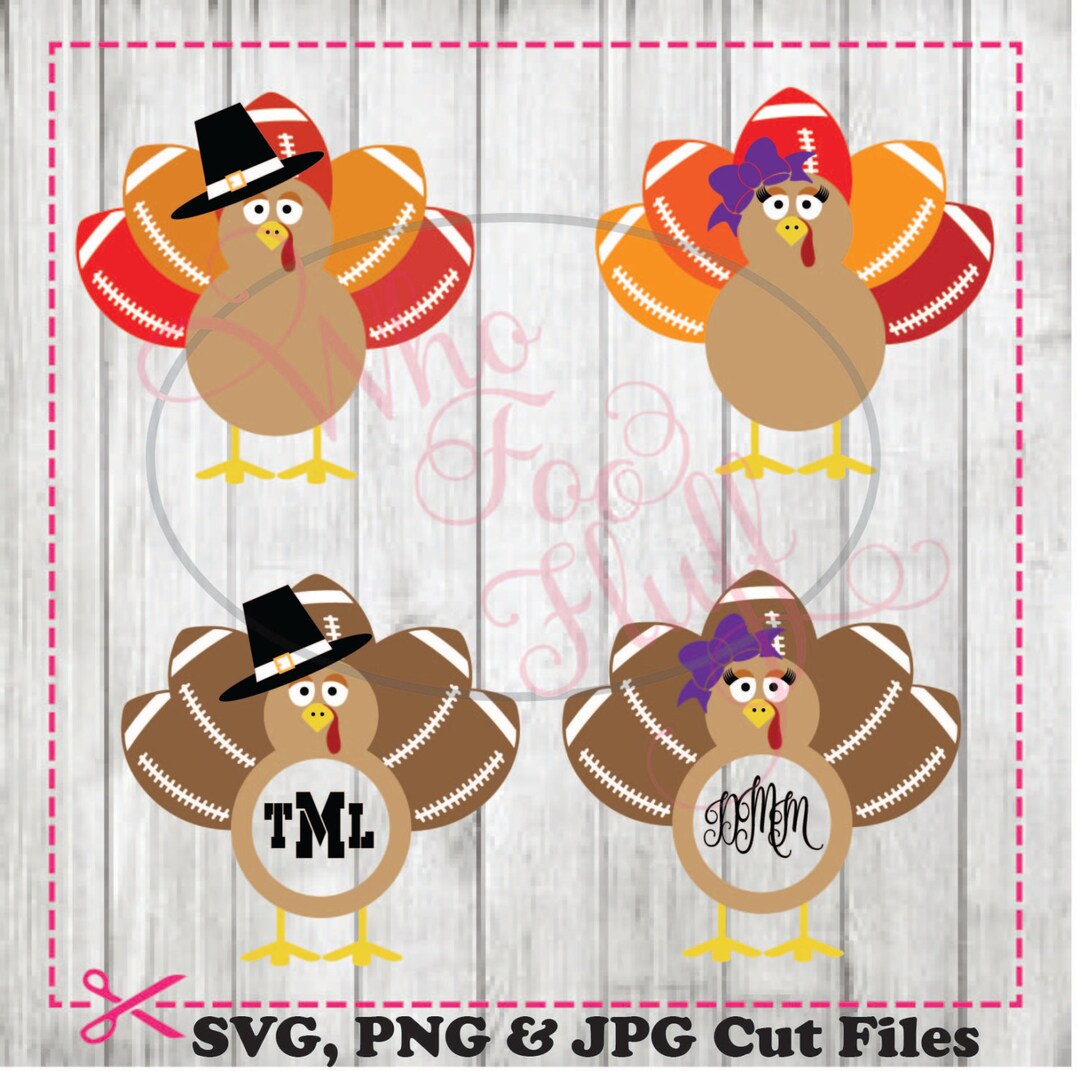 Football Turkeys (2) Monogram Frames (4) Total Styles Svg, Png, Jpg ...