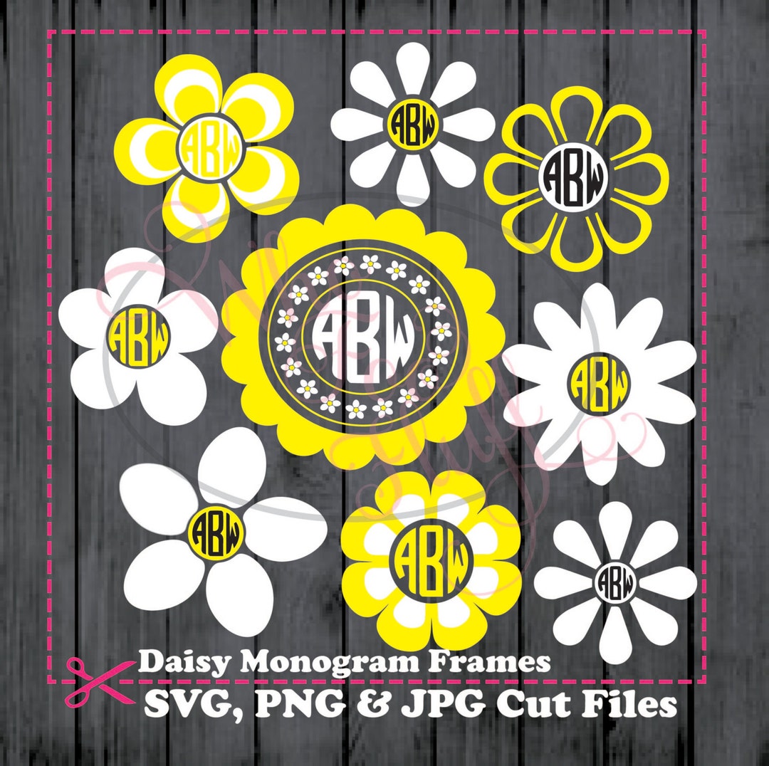 Daisies 9 Monogram Daisy Frames - Svg, Png, Jpg Cutting File - Summer ...