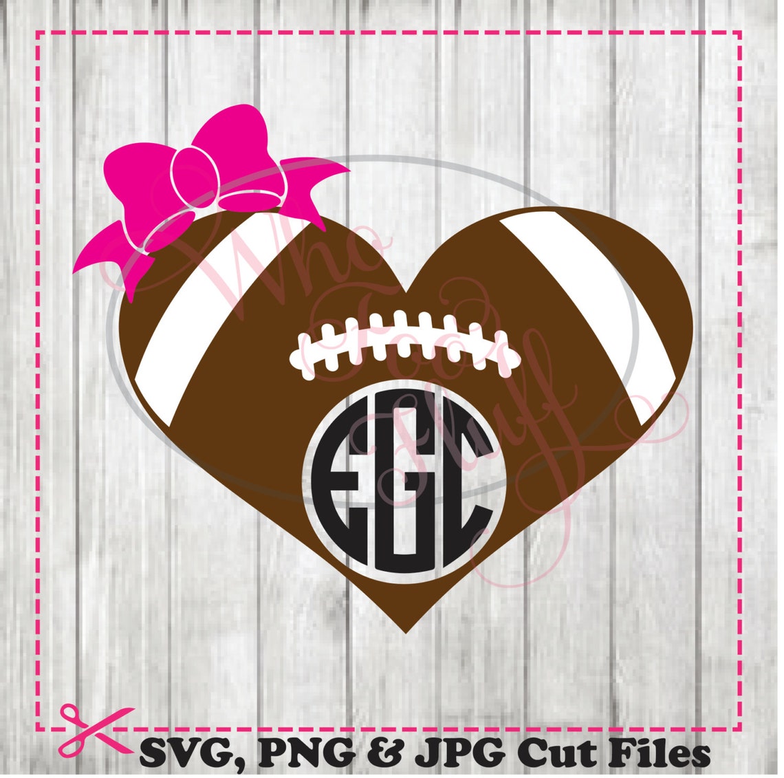 Football Heart Monogram Frames (4) Styles - Svg, Png, Jpg Cutting File ...