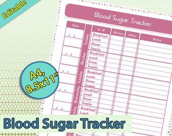 Blood sugar tracker | Etsy