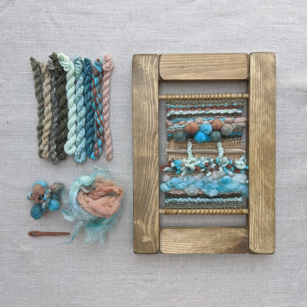 Weaving Kit: Learn to Weave Beginners Craft Kit, Blue Wool - Etsy