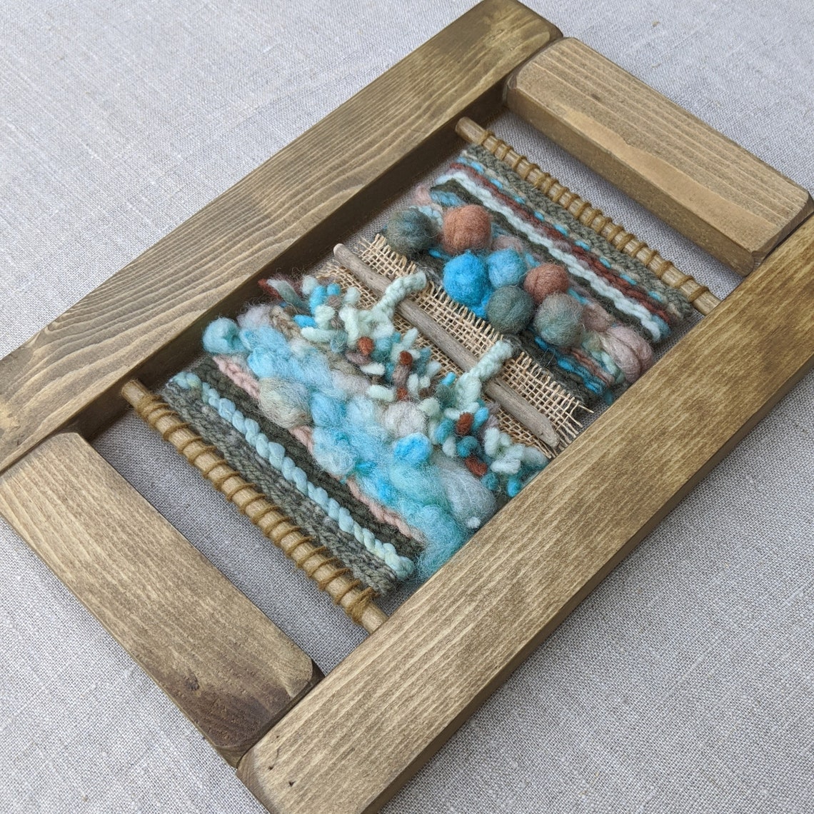 Weaving Kit: Learn to Weave Beginners Craft Kit Blue Wool - Etsy