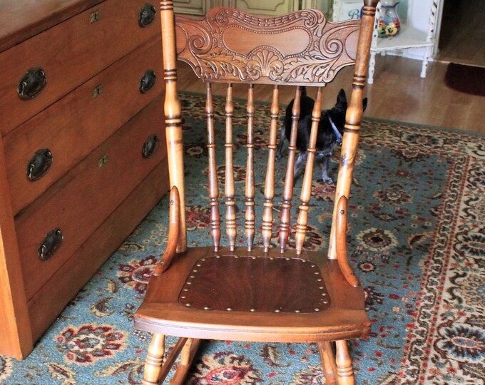Victorian 1800's Rocking Chair, Walnut Wood Carved Wooden, Sewing ...