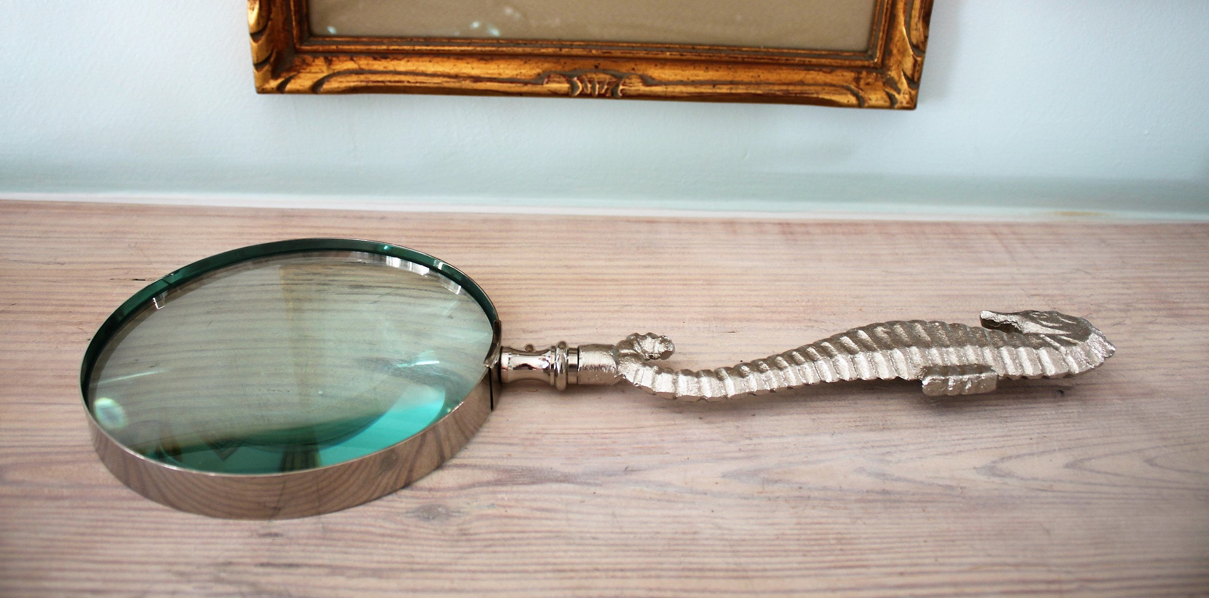 Large Vintage Magnifying Glass With Ornate Designed Silver Like Handle